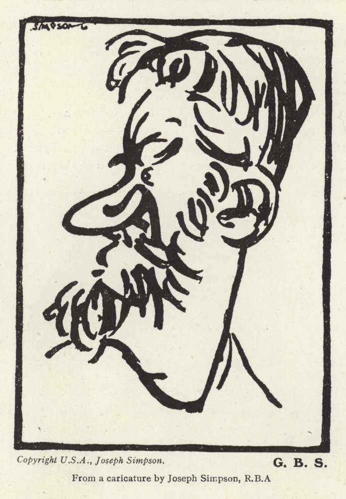 Caricature of George Bernard Shaw by Joseph Simpson